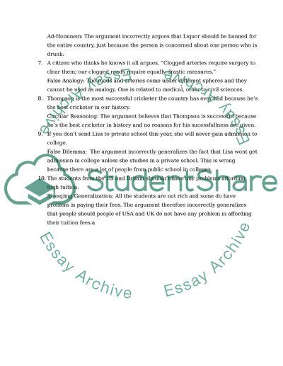 Identifying Fallacies Assignment Example Topics And Well Written