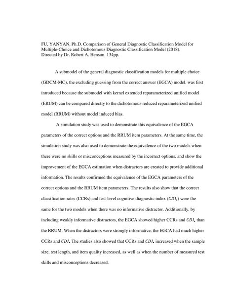 Pdf Comparison Of General Diagnostic Classification Model For Multiple Choice And Dichotomous