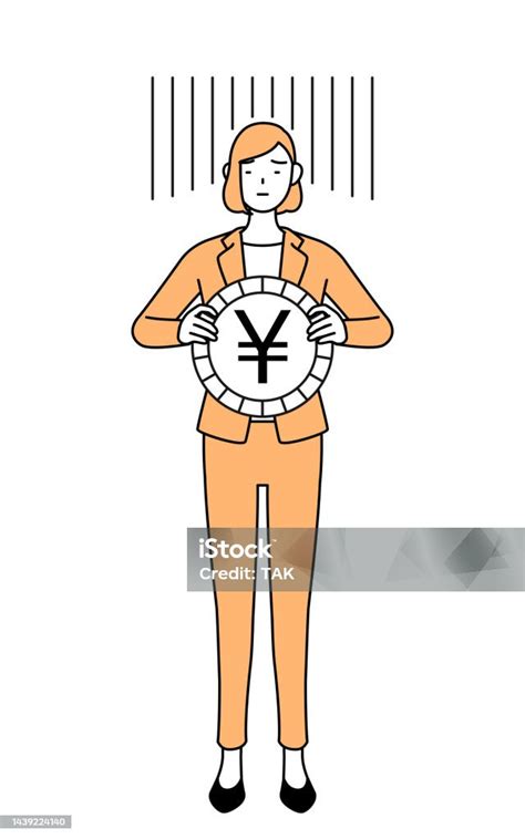 양복을 입은 사업가의 간단한 선 그리기 그림 환 손실 또는 엔 감가 상각 이미지 Shinnyushain에 대한 스톡 벡터 아트 및 기타 이미지 Shinnyushain