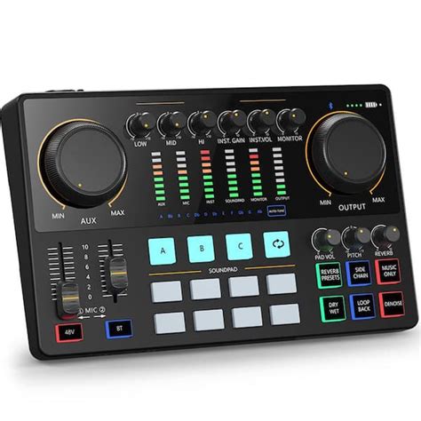 Yichuhaoxi Audio Interface Podcast Mixer In Black 1 Pack With Pro