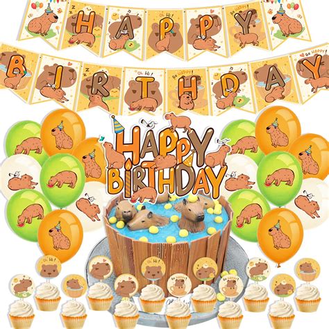 Capybara Birthday Decorations Capybara Party Supplies Includes Capybara Cake Topper Desertcart