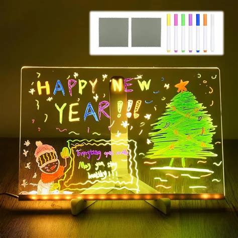 Amazon.com: LED Note Board with Colors, Light Up Acrylic Message Board, Led Drawing Board ...
