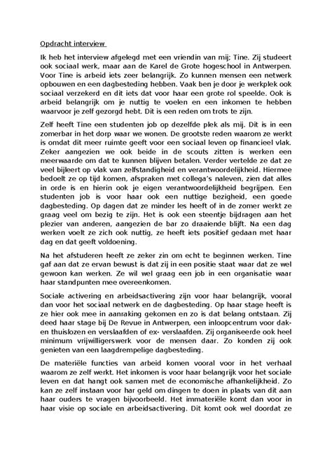 Opdracht Interview Opdracht Interview Ik Heb Het Interview Afgelegd Met Een Vriendin Van Mij