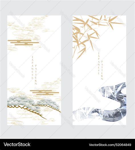 Oriental Natural Wave Pattern With Bonsai Tre Vector Image