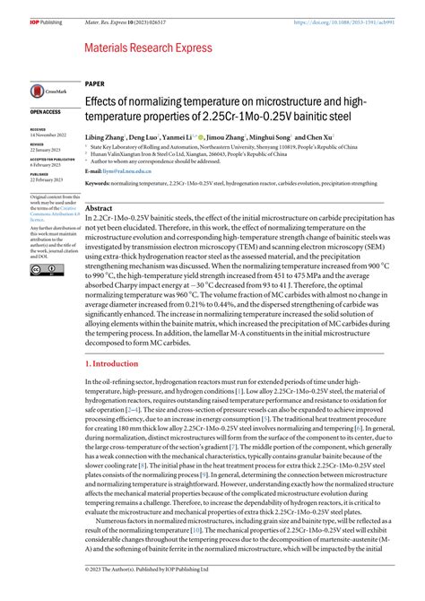 Pdf Effects Of Normalizing Temperature On Microstructure And High