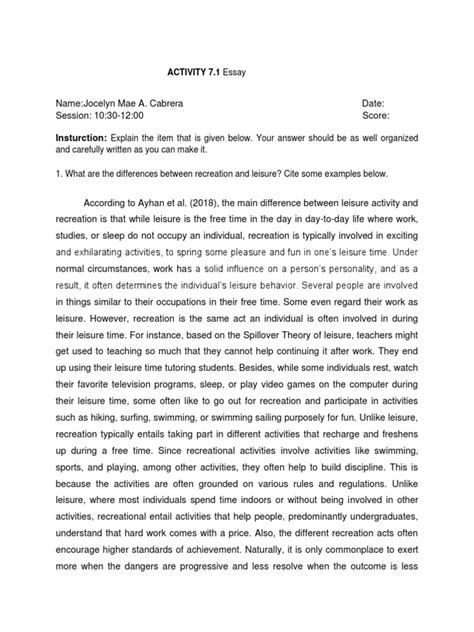 activity 7 1 download free pdf recreation leisure