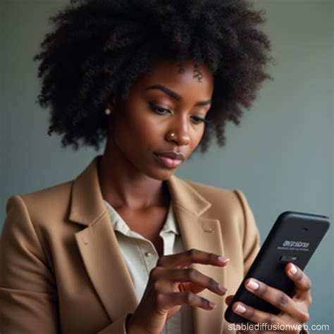 Realistic Image Of Black Woman Entering Validation Code Stable