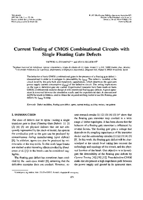 Pdf Current Testing Of Cmos Combinational Circuits With Single