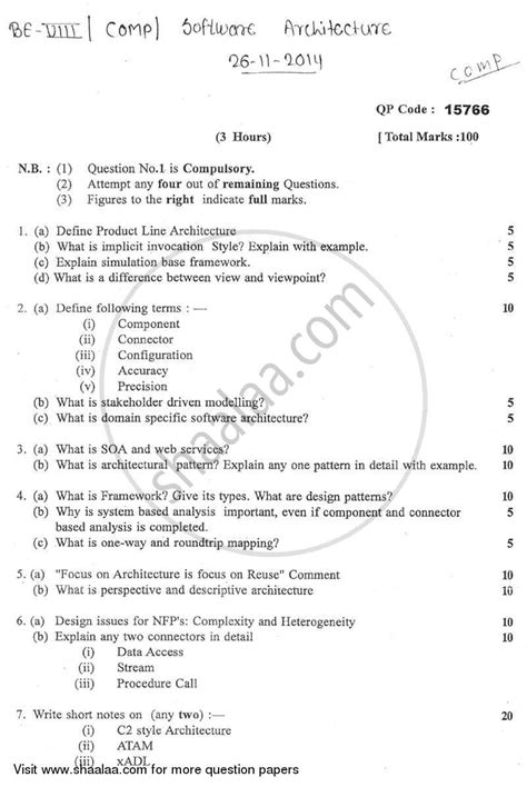 Software Architecture 2014 2015 Be Computer Engineering Semester 8 Be