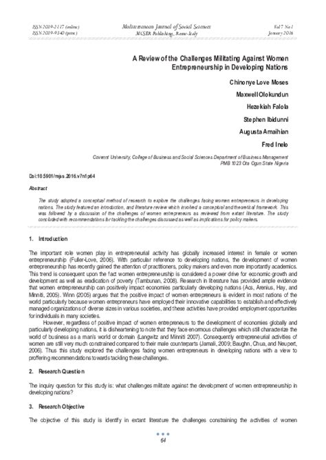 Pdf A Review Of The Challenges Militating Against Women