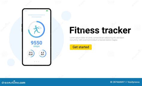 Step Counter Fitness Tracker App Design Walk Flat Health Fit Activity Vector Smart Phone Watch