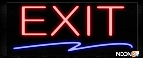 Exit In Red With Blue Line Neon Sign NeonSign Com