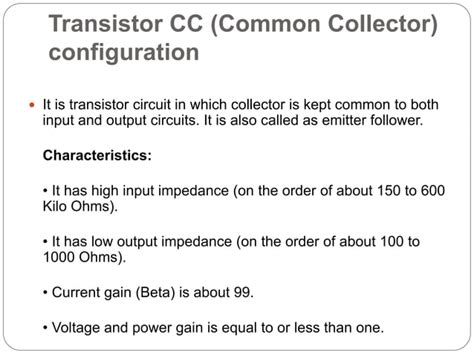 Comparison Of Cb Ce And Cc Configuration Pptx