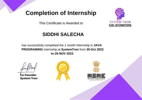 siddhi salecha on linkedin internship webdevelopment systemtron