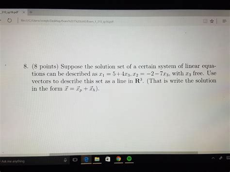 Solved Suppose The Solution Set Of A Certain System Of Chegg