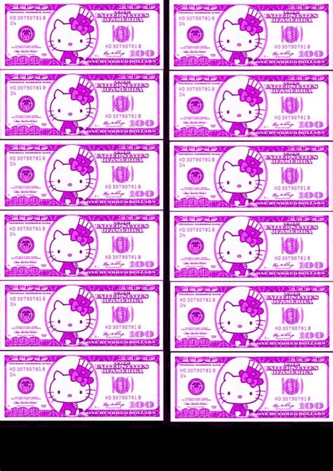 Hello kitty money | Игрушечные деньги, Бумажные шаблоны, Приглашения ...