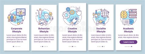 Lifestyle Types Onboarding Mobile App Page Screen With Linear Concepts
