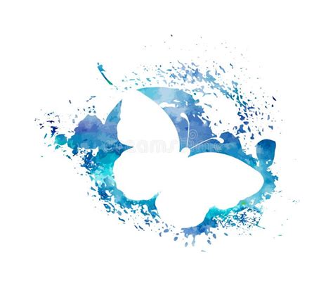 Blue Blob And Butterfly Vector Illustration Abstract Grunge