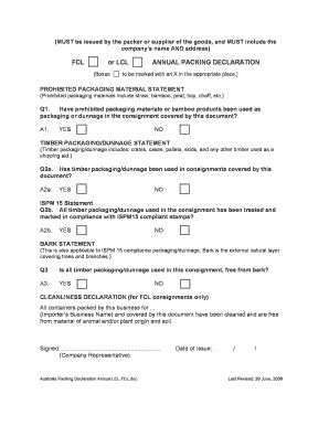 Packing Declaration Fill Online Printable Fillable Blank PdfFiller