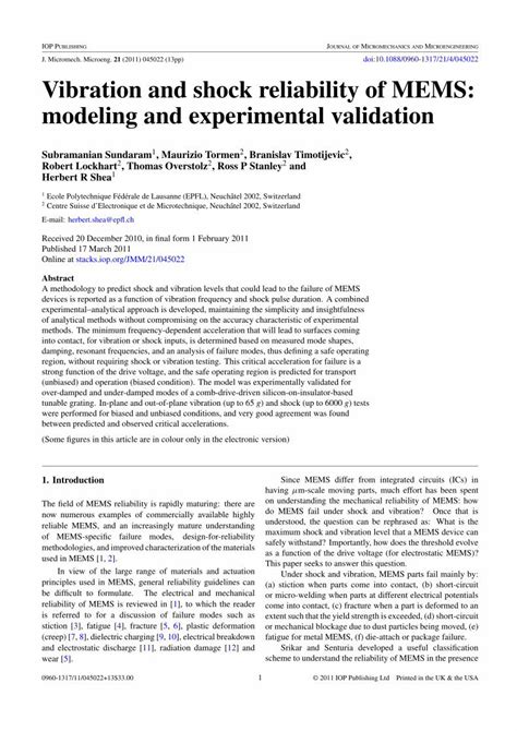 PDF Vibration And Shock Reliability Of MEMS DOKUMEN TIPS