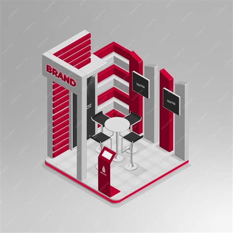 현실적인 3d 아이소메트릭 엑스포 스탠드 프리미엄 벡터