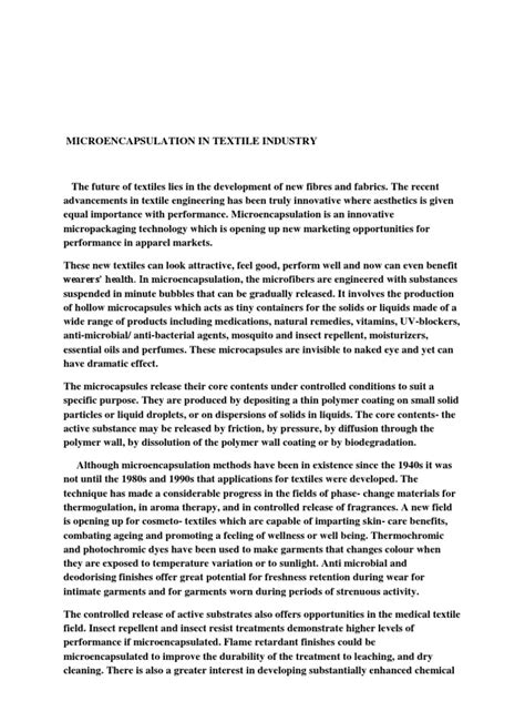 Microencapsulation Download Free Pdf Textiles Materials Science