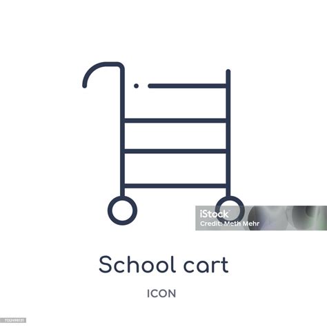 교육 개요 컬렉션에서 선형 학교 카트 아이콘입니다 얇은 라인 스쿨 카트 아이콘 흰색 배경에 고립입니다 학교 손수레 유행 삽화 0명에 대한 스톡 벡터 아트 및 기타 이미지