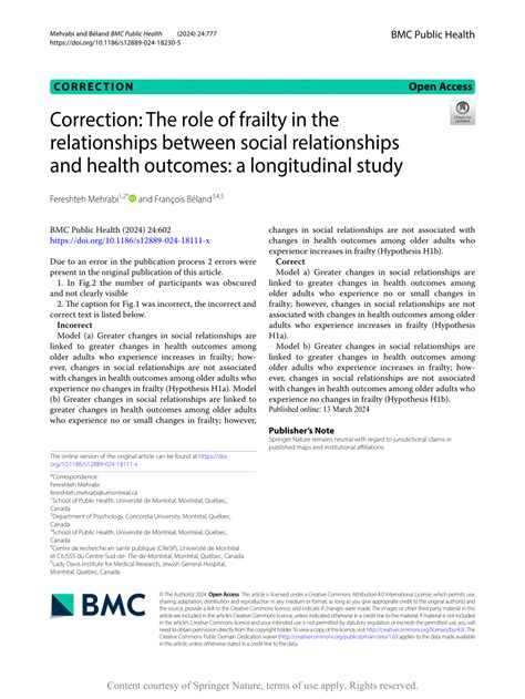 Pdf Correction The Role Of Frailty In The Relationships Between