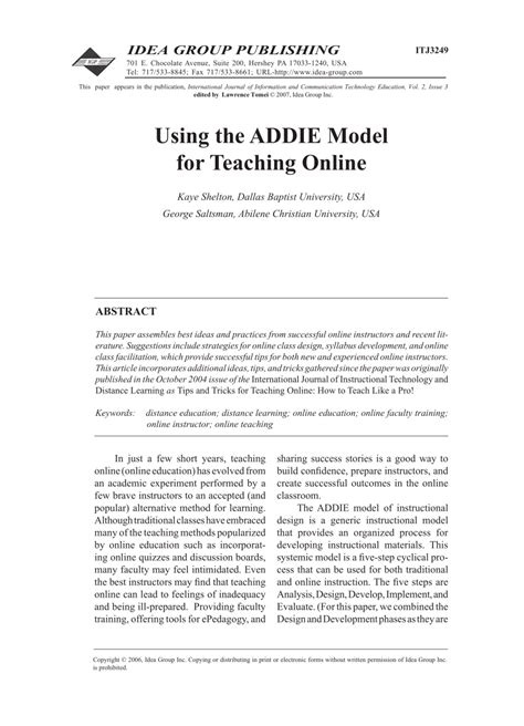 Addie Model Example Lesson Plan