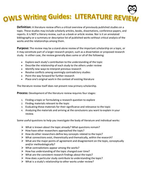 Literature Review Lecture Notes Literature Docsity