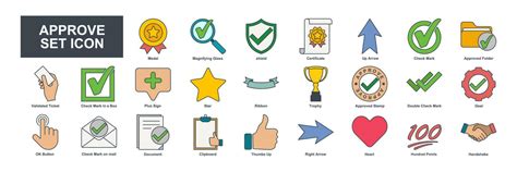 Approve Elements Color Set Icon Symbol Template For Graphic And Web Design Collection Security
