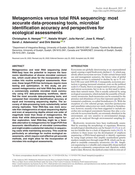 Pdf Metagenomics Versus Total Rna Sequencing Most Accurate Data