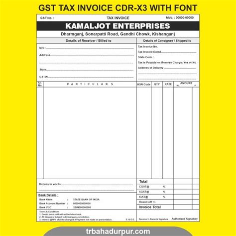Gst Tax Invoice Formate