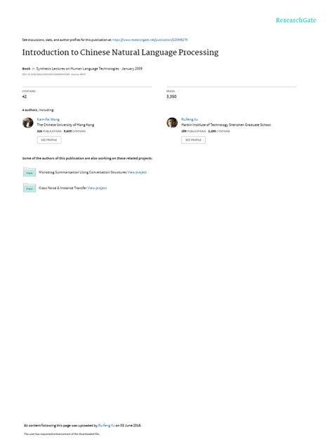 Introduction To Chinese Natural Language Processing Pdf