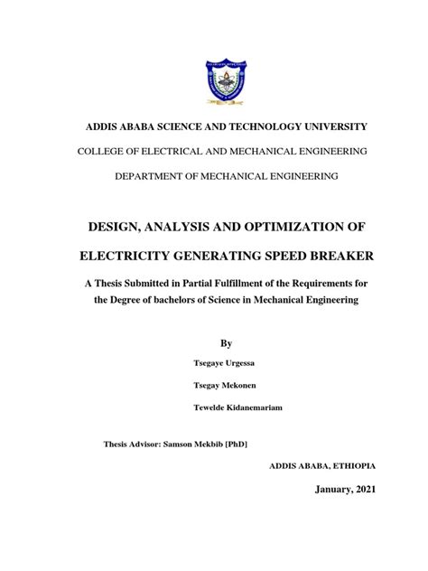 Design Of Electricity Generating Speed Breaker Pdf Energy