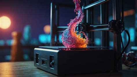 Advanced 3d Printer Creating Vibrant And Complex Object In A Modern