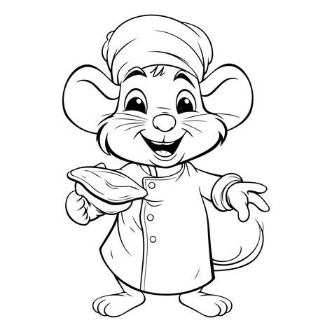 Premium Vector Black And White Cartoon Illustration Of Mouse Chef