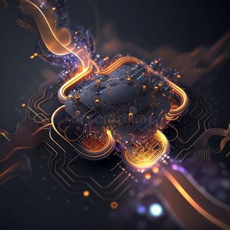Abstract Design With Computer Chip Parts Ai Generated Stock Illustration Illustration Of