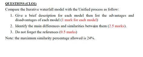 Solved Questions Clo1 Compare The Iterative Waterfall