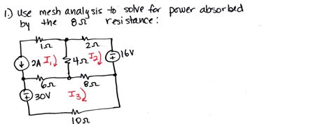Solved Use Mesh Analysis To Solve For Power Absorbed By The Chegg