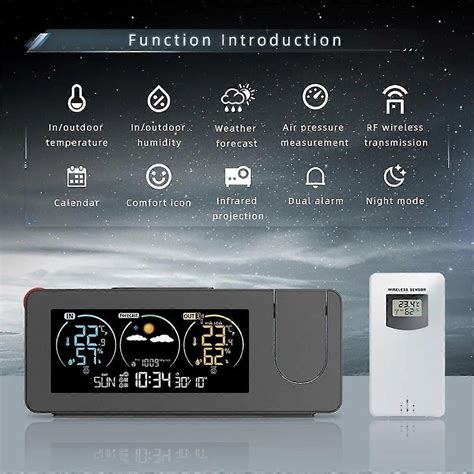 zx3538 new electronic projection clock weather station weather forecast temperature and humidity