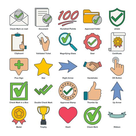 Approve Elements Color Set Icon Symbol Template For Graphic And Web Design Collection Security