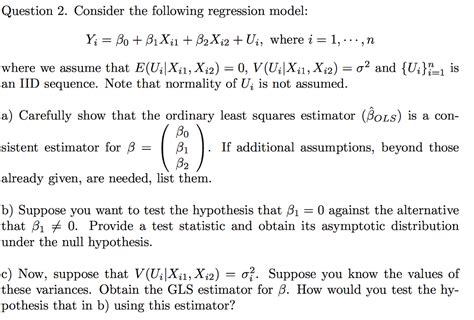 consider the following regression model yi beta 0