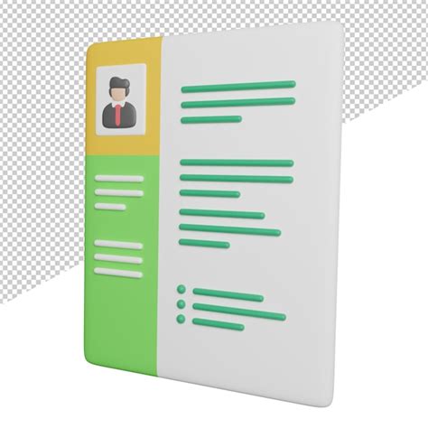 이력서 이력서 작업 측면보기 투명 배경에 3d 렌더링 아이콘 그림 프리미엄 Psd 파일