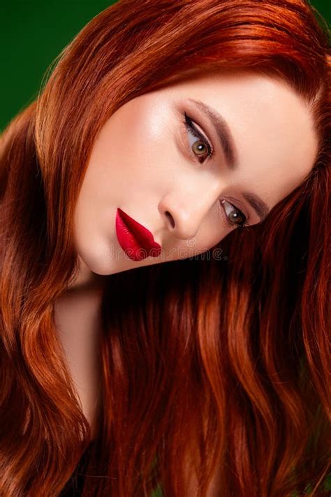Photo Of Stunning Girl Look Down Having Perfect Shiny Glossy Ginger