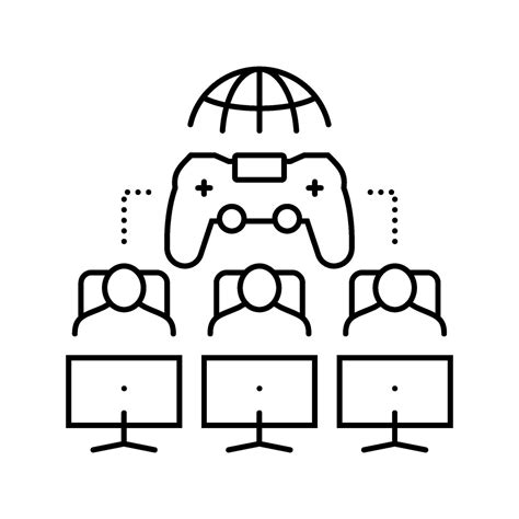 Multiplayer Games Game Development Line Icon Vector Illustration