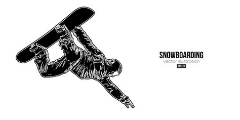 흰색 배경에 스노우보드의 추상적인 실루엣 트릭을 하는 스노보더 남자 조각 벡터 그림 3차원 형태에 대한 스톡 벡터 아트 및 기타 이미지 3차원 형태 가루눈 겨울