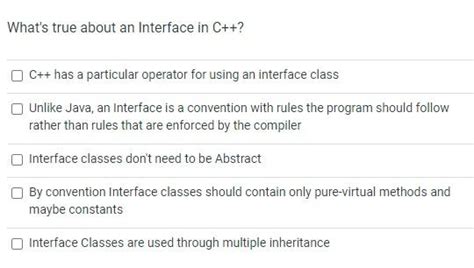 Solved What S True About An Interface In C C Has A Chegg