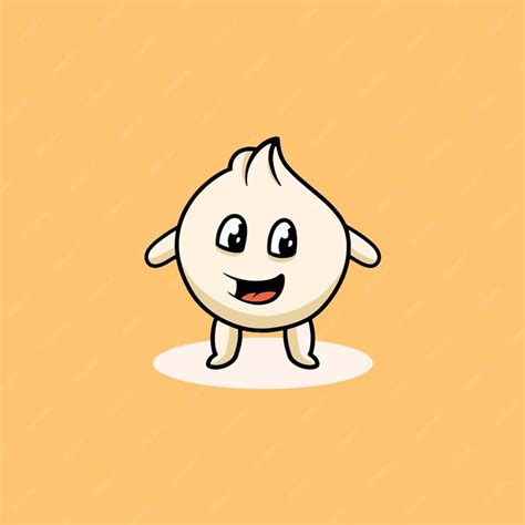 귀여운 딤섬 웃는 만화 그림 프리미엄 벡터