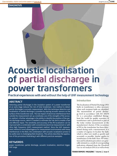 Acoustic Localisation Of Partial Discharge In Power Transformers Pdf Transformer Waves